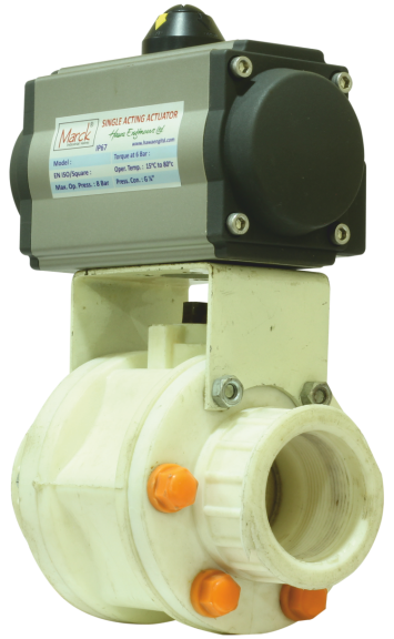 PNEUMATIC ACTUATOR OPERATED POLYPROPYLENE BALL VALVE