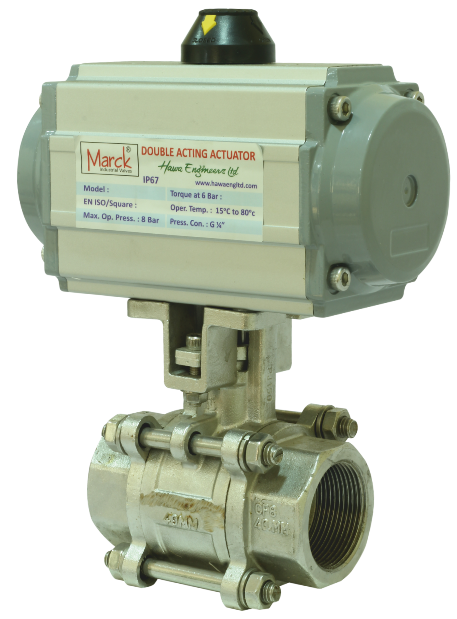 PNEUMATIC ACTUATOR OPERATED 3 PCS DESIGN BALL VALVE